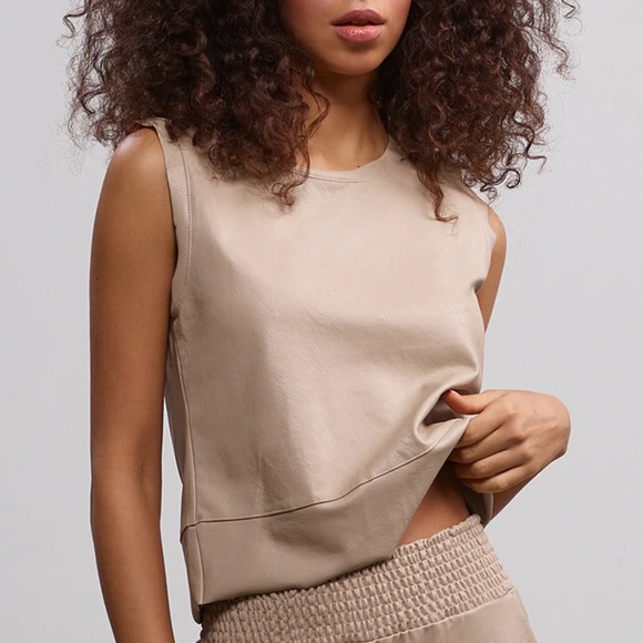 Commando | Tops | Commando Faux Leather Crop Muscle Top In Color Sand ...